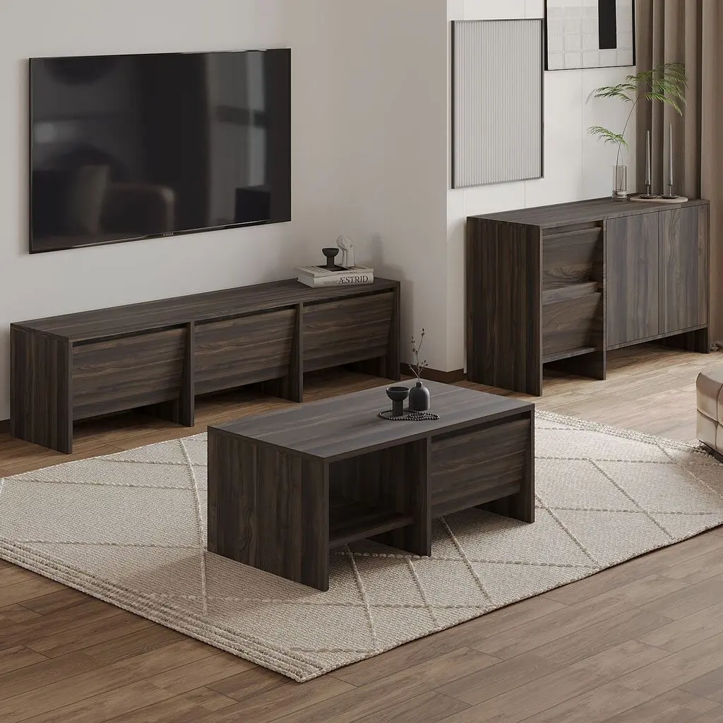 Hanah Home Komplet nameštaja za dnevnu sobu, Braon