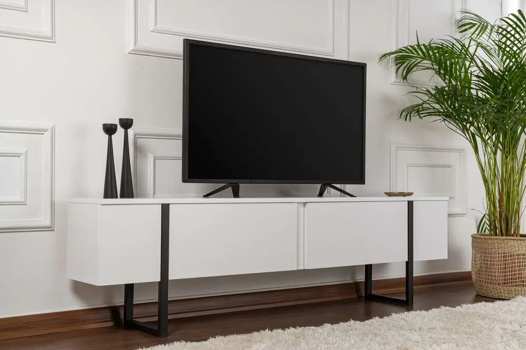 Nordure TV komoda, 180x45x30cm, Bela