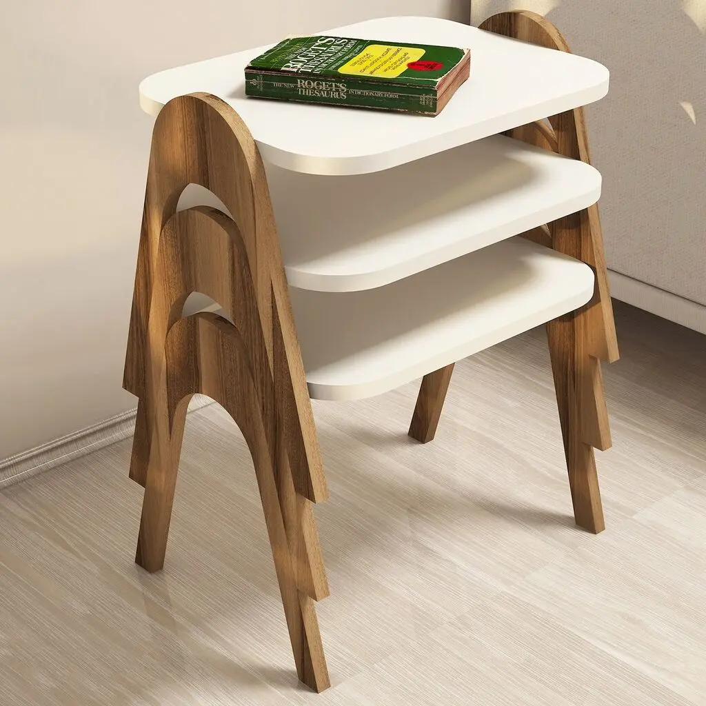 Hanah Home Pomoćni stočić Paris, 3 komada, Belo-braon
