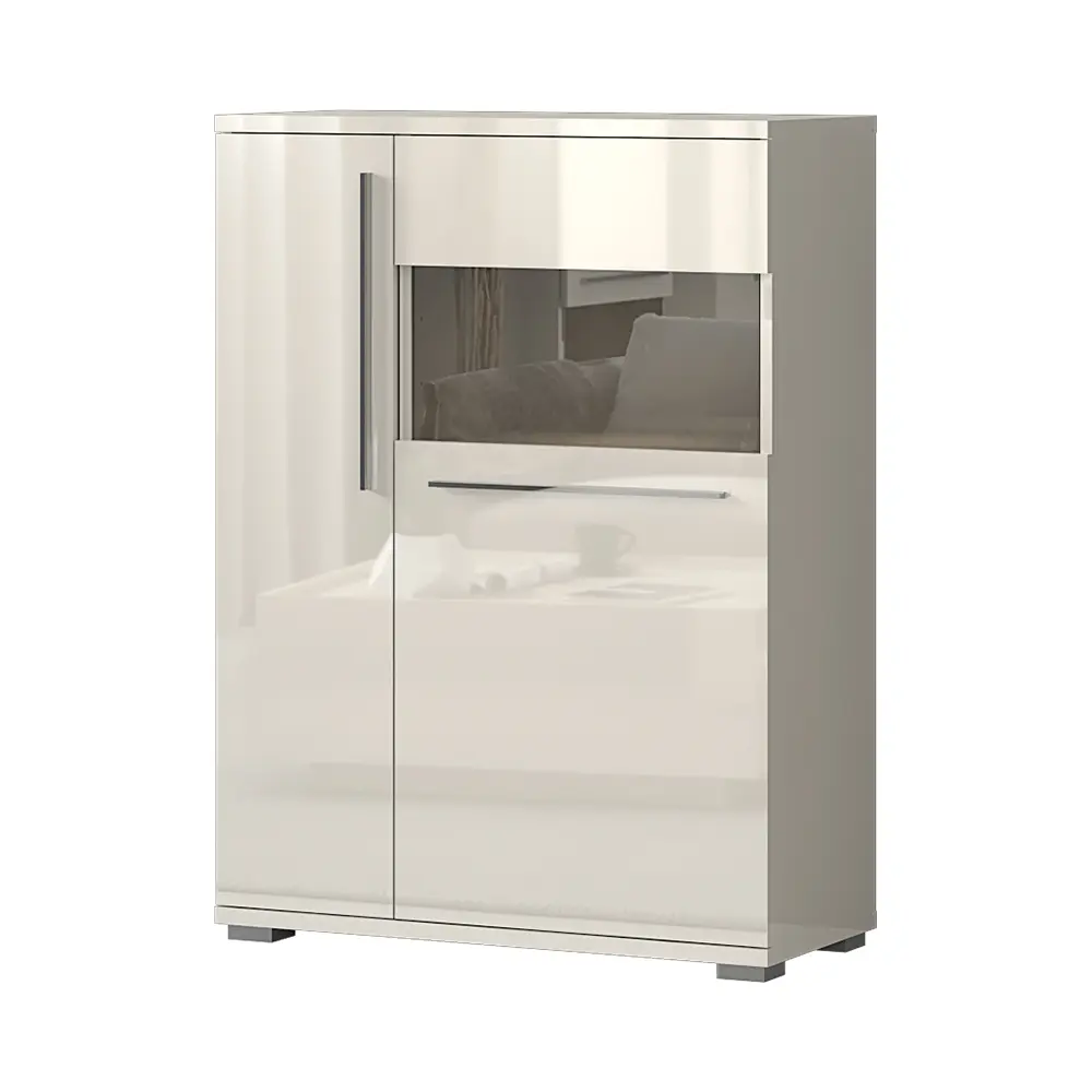 JELA VITRINA V90-2KSV/PN - kolekcija Piano - Bež lak/Bež Lak - 90x123x40 cm