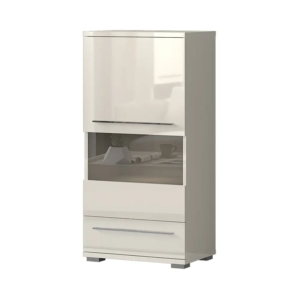 JELA VITRINA V60-1KS1F/PN - kolekcija Piano - Bež lak/Bež Lak - 60x123x40 cm