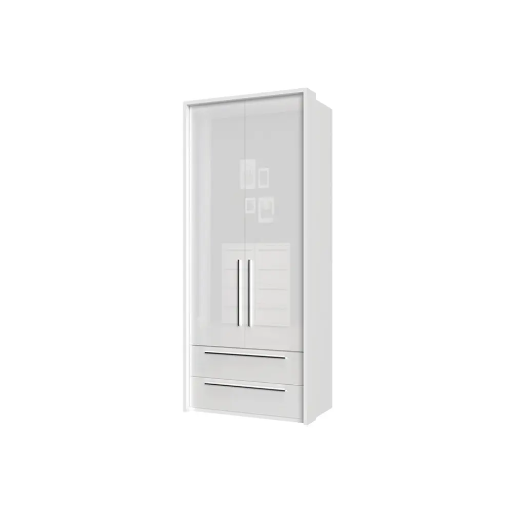 JELA Plakar P22A/PN - kolekcija Piano - Kristalno bela/Kristalno Bela HG Lak - 97x226x60 cm