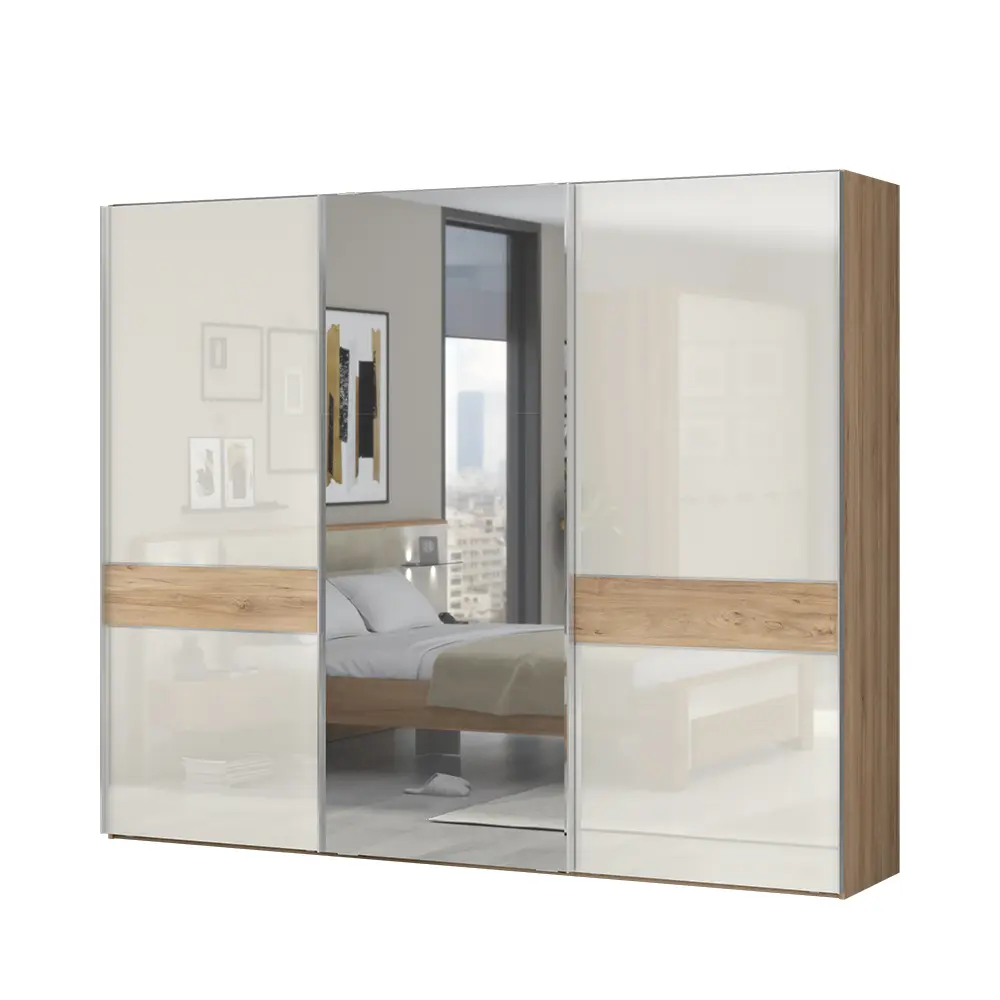 JELA KLIZNI PLAKAR PK281-OG/GL - kolekcija Gala - Pacifik orah/Bež Lak - 272x224x61 cm