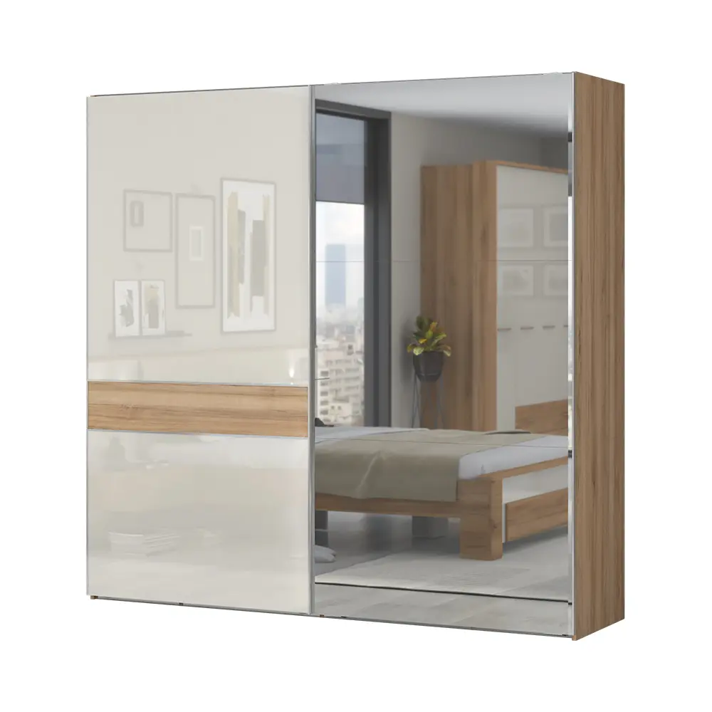 JELA KLIZNI PLAKAR PK231-OG/GL - kolekcija Gala - Pacifik orah/Bež Lak - 230x224x61 cm