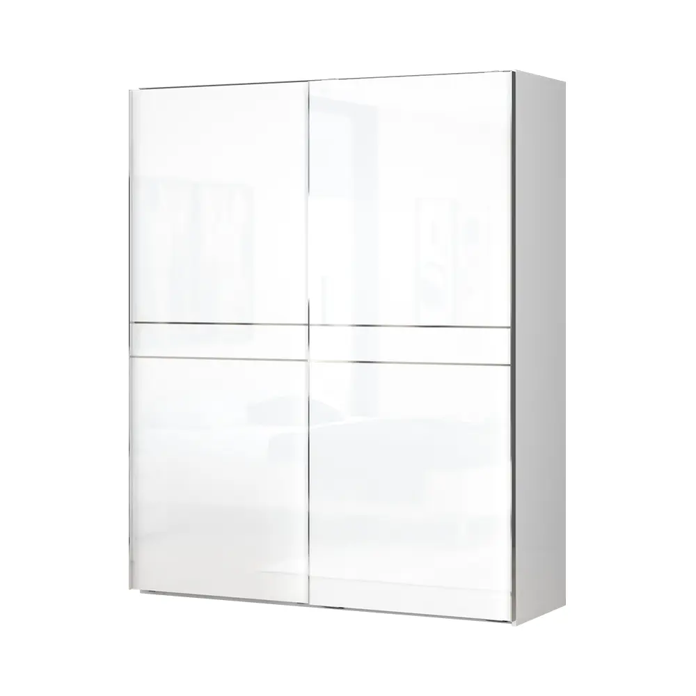 JELA Klizni plakar PK181/PN - kolekcija Piano - Kristalno bela/Kristalno Bela HG Lak - 182x224x61 cm