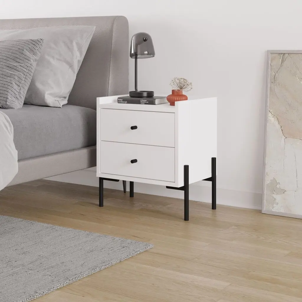 Hanah Home Noćni stočić, 44.9x52x35cm, Beli
