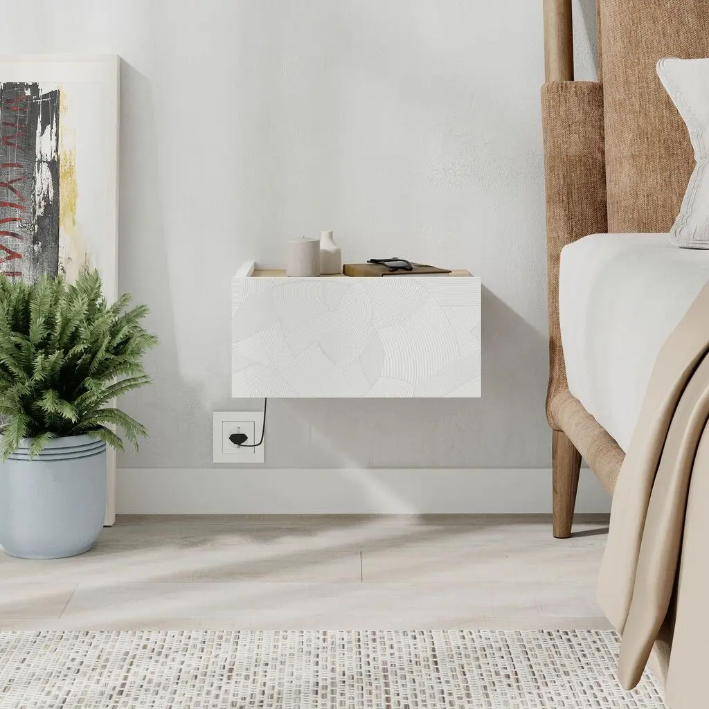 Hanah Home Noćni stočić, 38.4x18.5x31cm, Beli