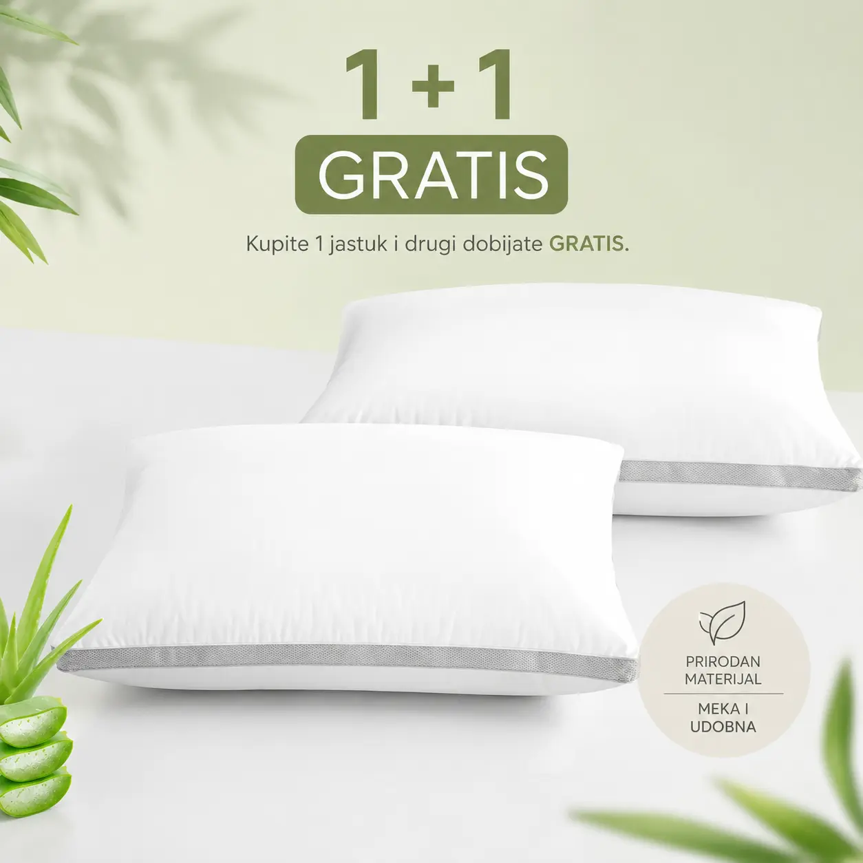 Homemates Jastuk Aloe Vera 1+1 - Set od 2 komada od memorijske pene