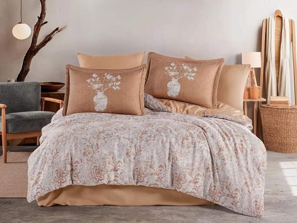L'essentiel Maison Set satenske posteljine, Smeđi