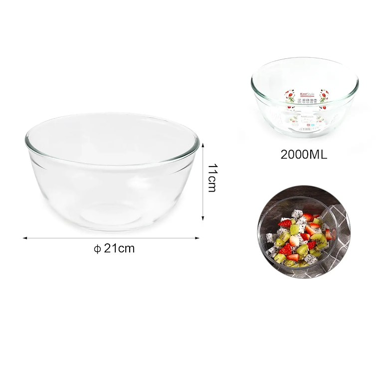 KMT Staklena činija za salatu, fi21x11cm, 2l