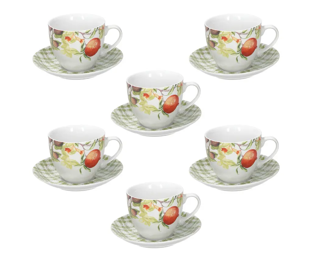 Tognana Set šolja za čaj 260 ml sa tacnama Madison Florence, 6 šolja i 6 tacni, Porcelan