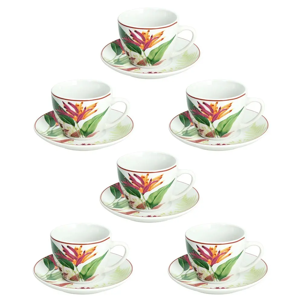 Tognana Set šoljica za kafu sa tacnama Madison Tropicalia, 6 šolja i 6 tacni, Porcelan