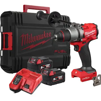 Milwaukee aku bušilica-odvijač 18V Gen 4 + 2x 5.0Ah baterija i punjač + HD Box M18 ONEDD3-502X FUEL ONE-KEY 4933492802