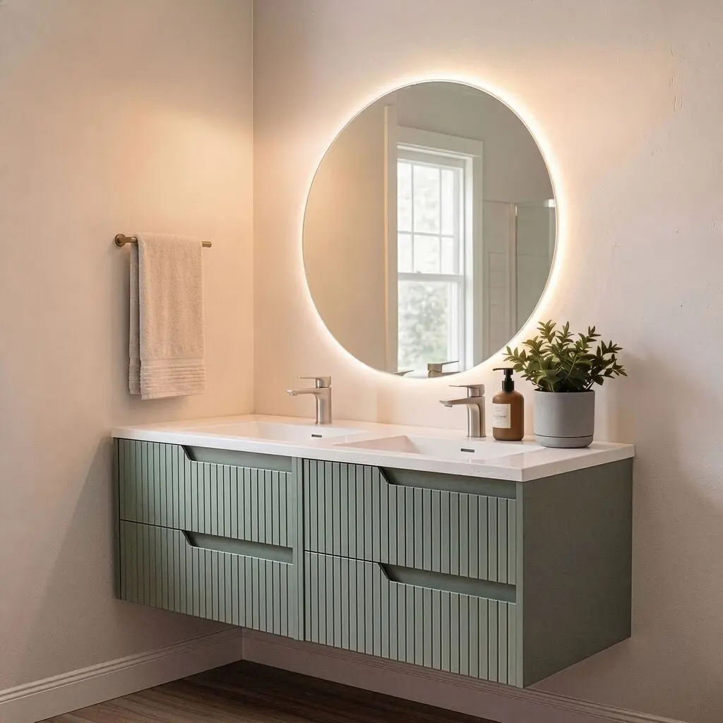 Skye Decor Set kupatilskog ormarića sa umivaonikom i ogledalom, 2 dela, Zeleni
