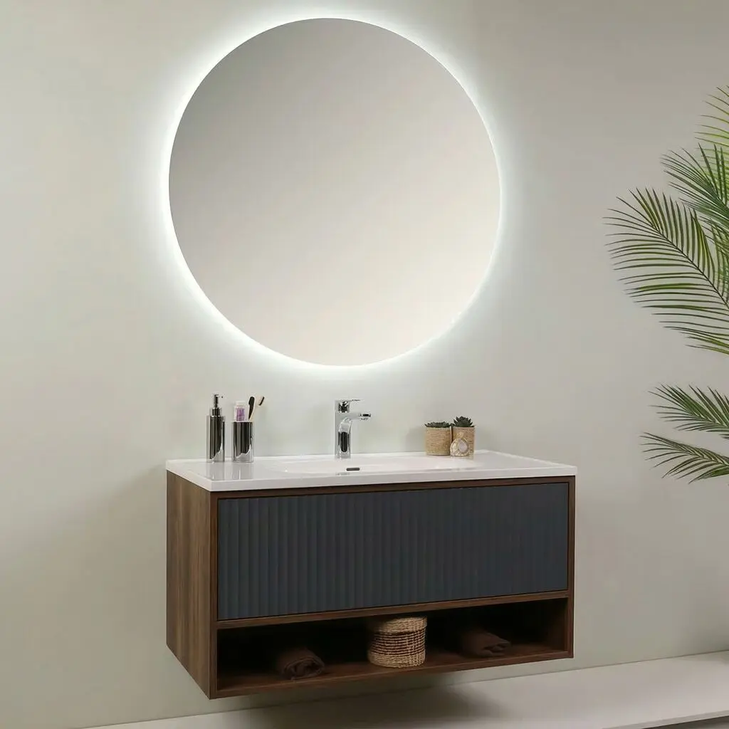 Skye Decor Set kupatilskog ormarića sa umivaonikom i ogledalom, 2 dela, Crni