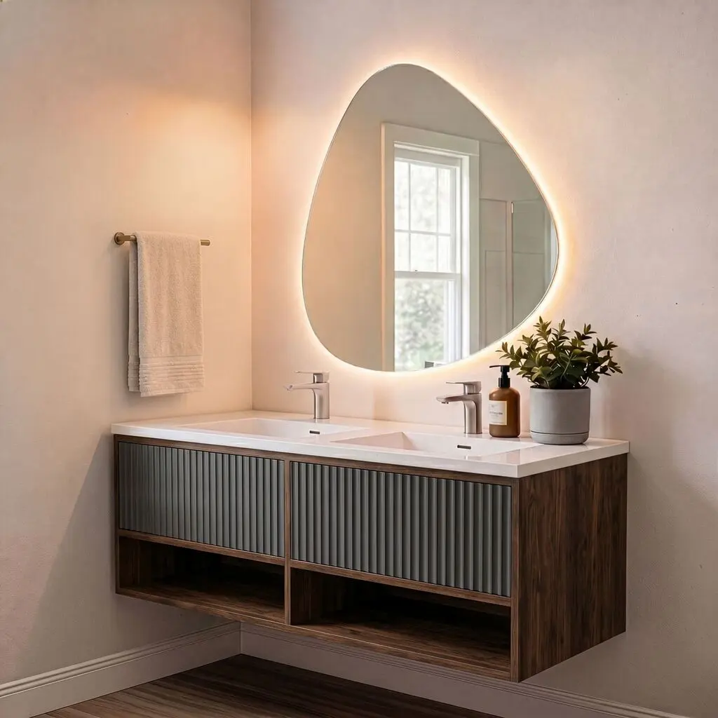 Skye Decor Set kupatilskog ormarića sa umivaonikom i ogledalom, 2 dela, Antracit