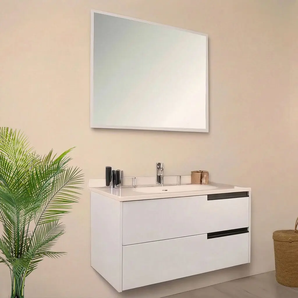 Skye Decor Set kupatilskog ormarića sa umivaonikom i ogledalom, 2 dela, Bež