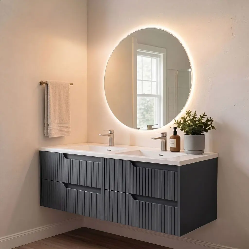 Skye Decor Set kupatilskog ormarića sa umivaonikom i ogledalom, 2 dela, Antracit