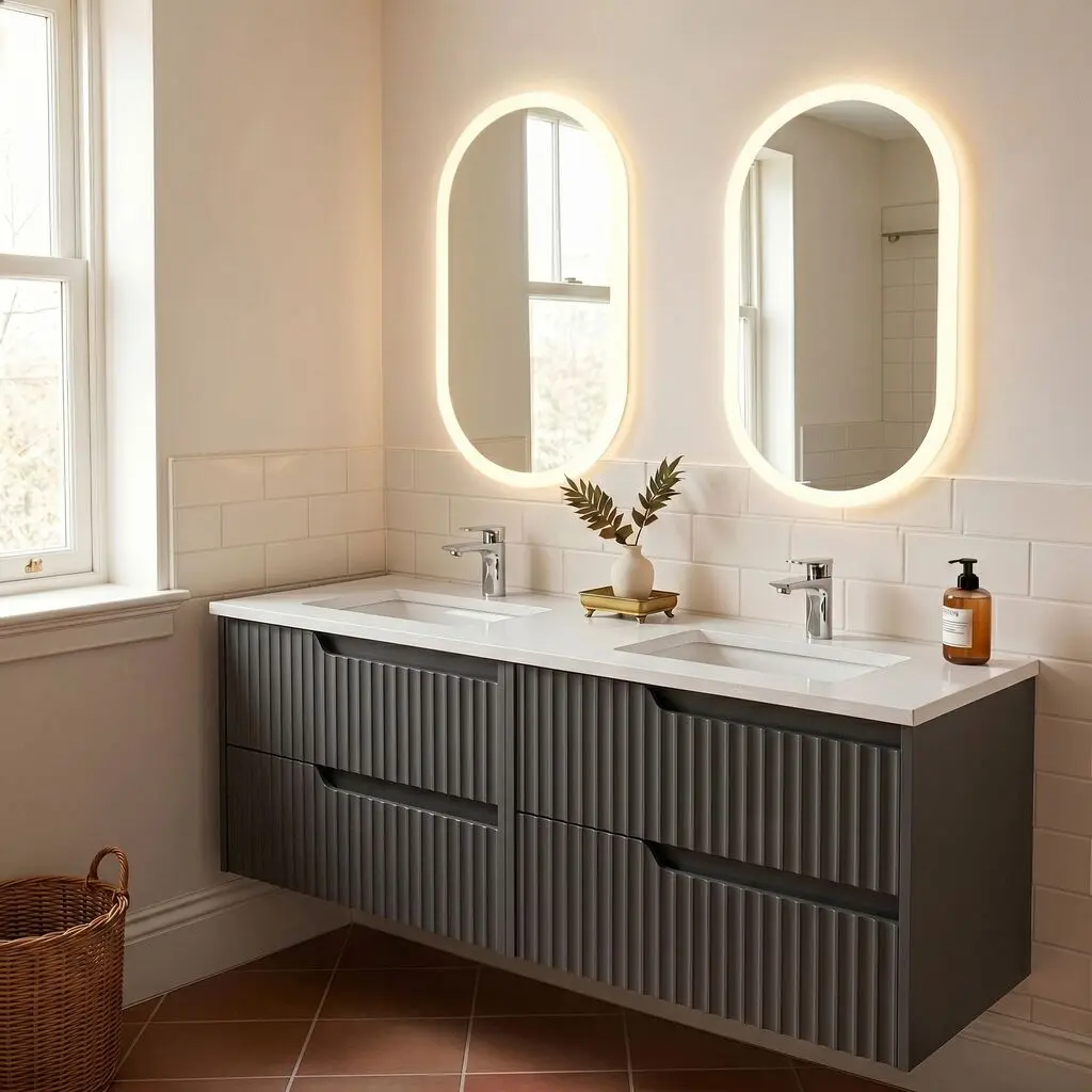Skye Decor Set kupatilskog ormarića sa umivaonikom i ogledalom, 2 dela, Antracit
