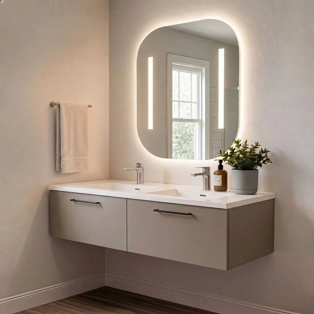 Skye Decor Set kupatilskog ormarića sa umivaonikom i ogledalom, 2 dela, Sivi
