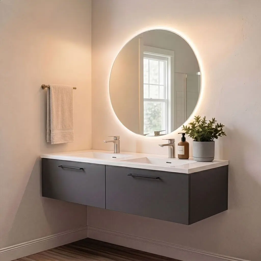 Skye Decor Set kupatilskog ormarića sa umivaonikom i ogledalom, 2 dela, Antracit