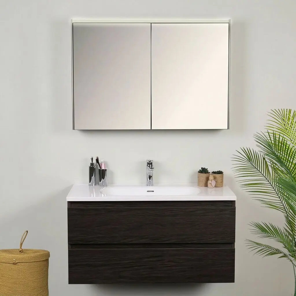 Skye Decor Set kupatilskog ormarića sa umivaonikom i ogledalom, 2 dela, Antracit