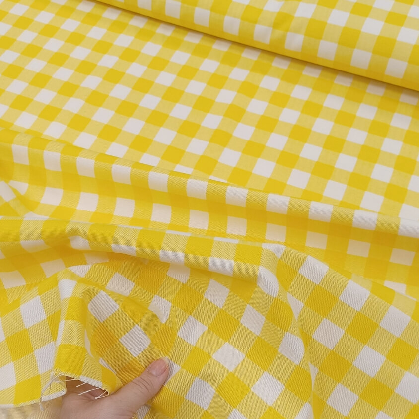 Cotton dekor žuti karirani
