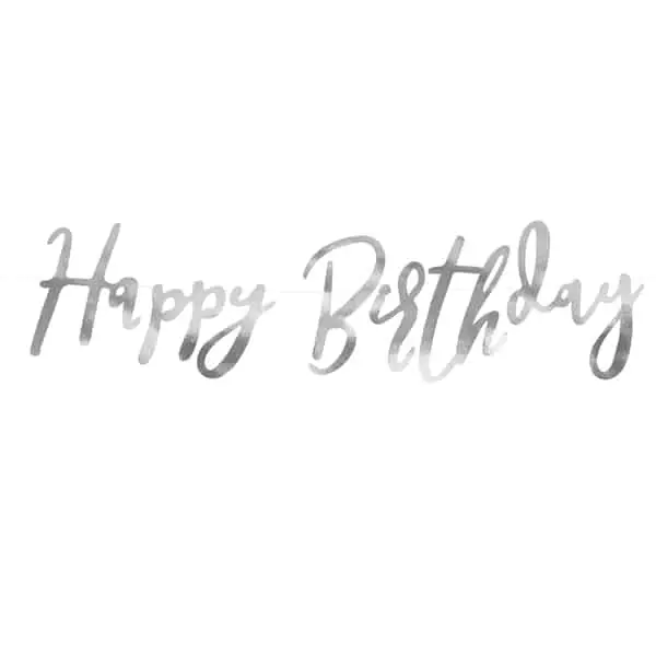 Happy birthday baner srebrni
