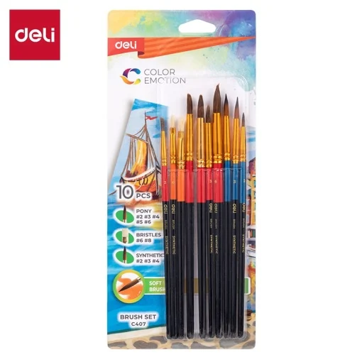 Četkice za slikanje Set 1/10 poni, goveđa i najlonska dlaka
