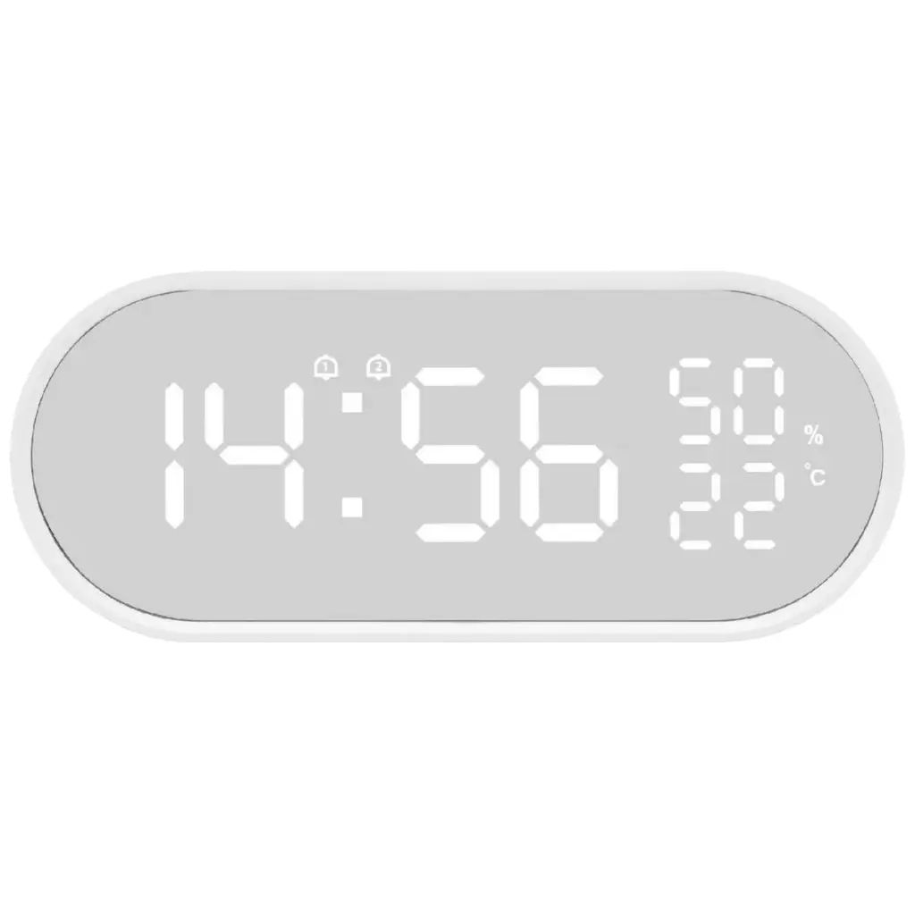 Kućni sat sa alarmom, LED displeј, USB, LTC06, beli