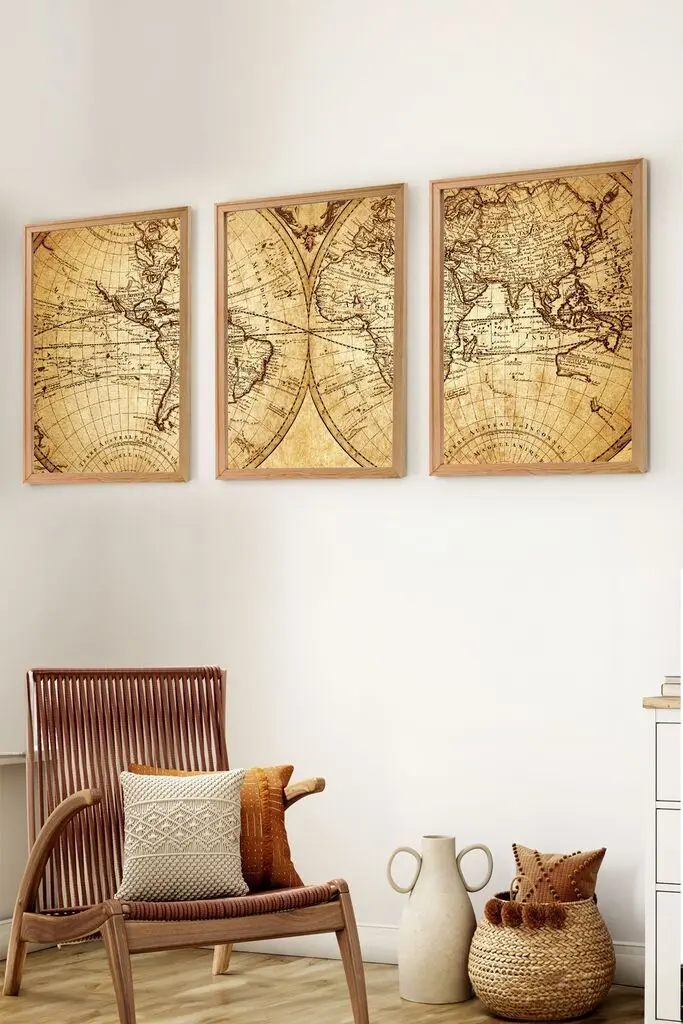 Wallity Set uramljenih MDF slika Myk3010-1, 3 Dela