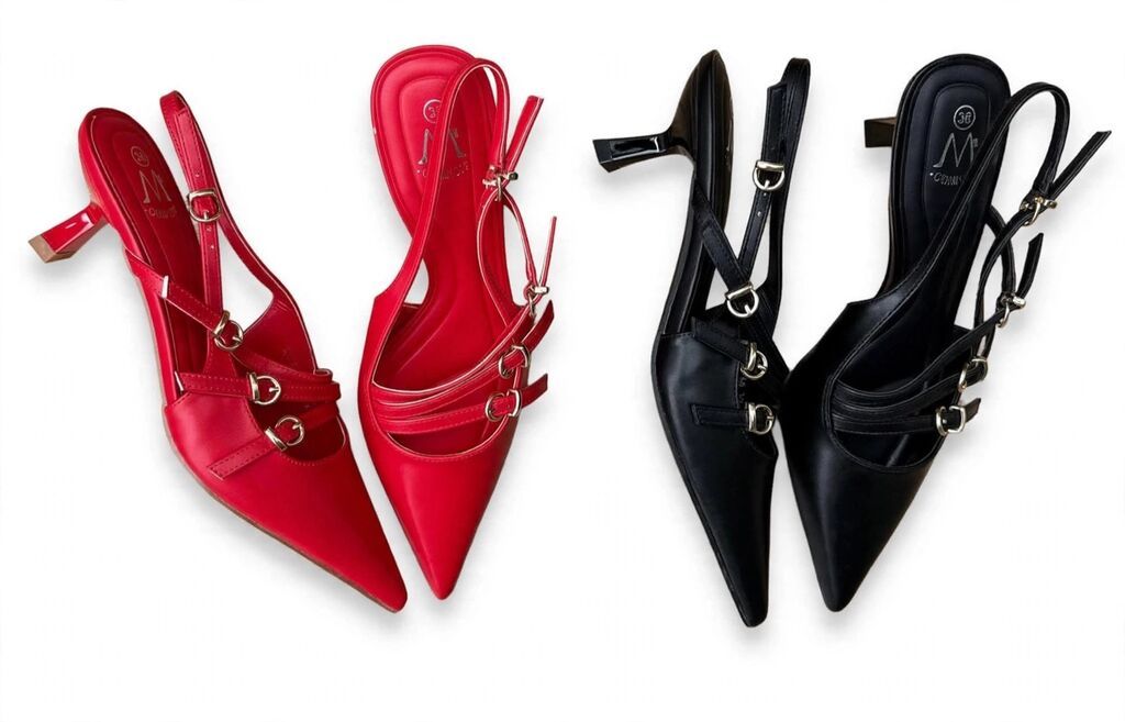 Elegantne ženske slingback cipele sa špicastim vrhom i tankom
