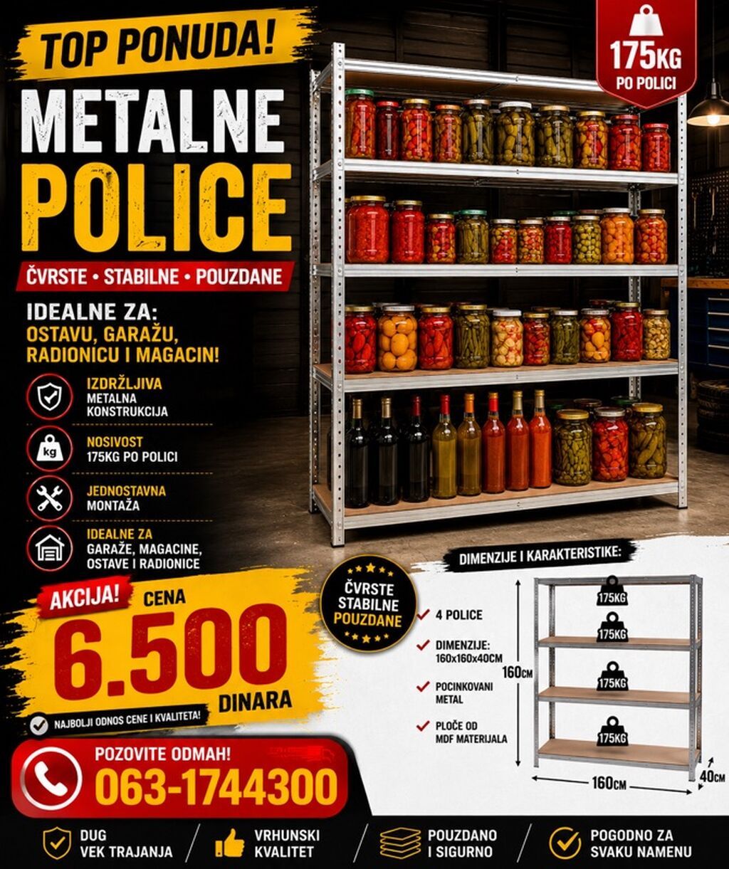 Metalne police – čvrste, stabilne i pouzdane - Idealne za: ostavu
