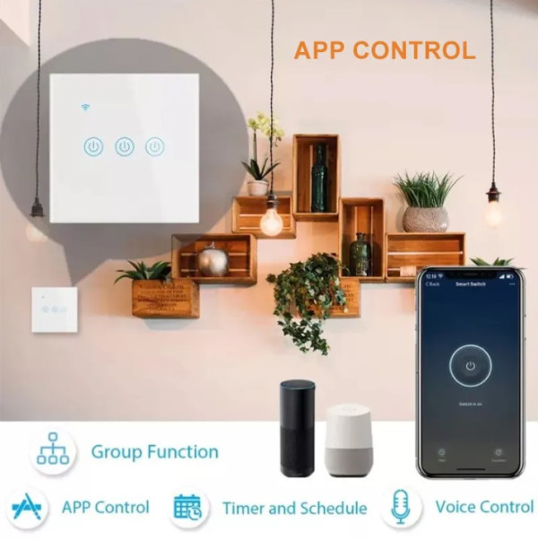 ZIGBEE-SMART-1 GANG-RSH-SP001-EU Gembird 1 Gang Wireless Remote Glass Touch Tuya ZigBee HomeKit