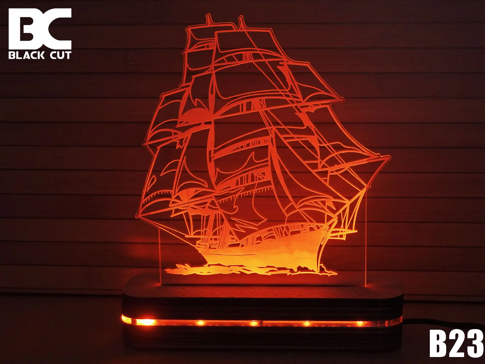 Black Cut 3D Lampa Jedrenjak RGB