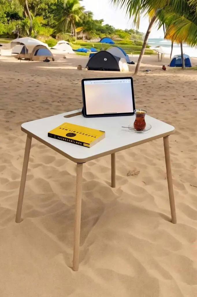 Hanah Home Sklopivi sto za kampovanje, Beli