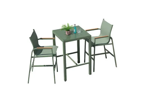 Green Bay Baštenski set sto i 2 stolice Olive, Visoko sedenje, Maslinasti