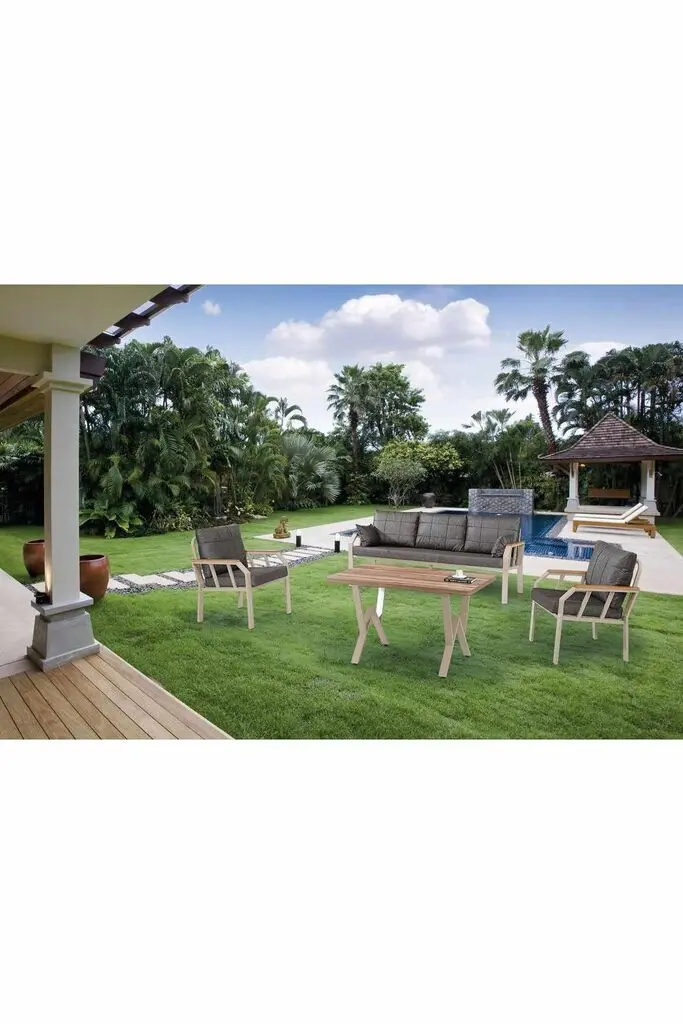 Hanah Home Baštenski set nameštaja, Braon