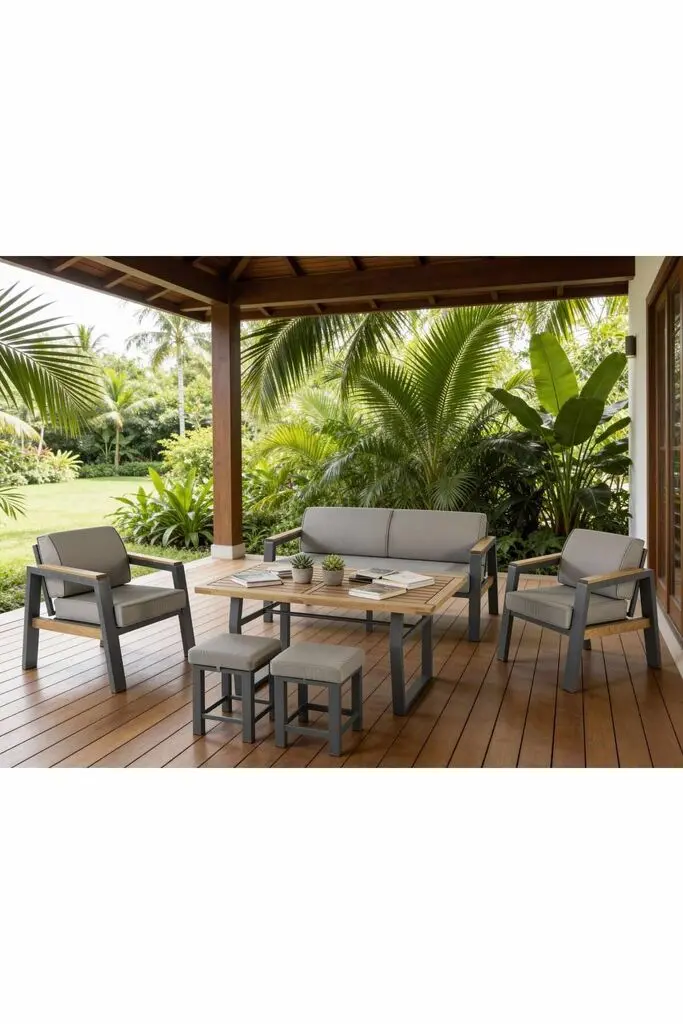 Hanah Home Baštenski set nameštaja, Sivi