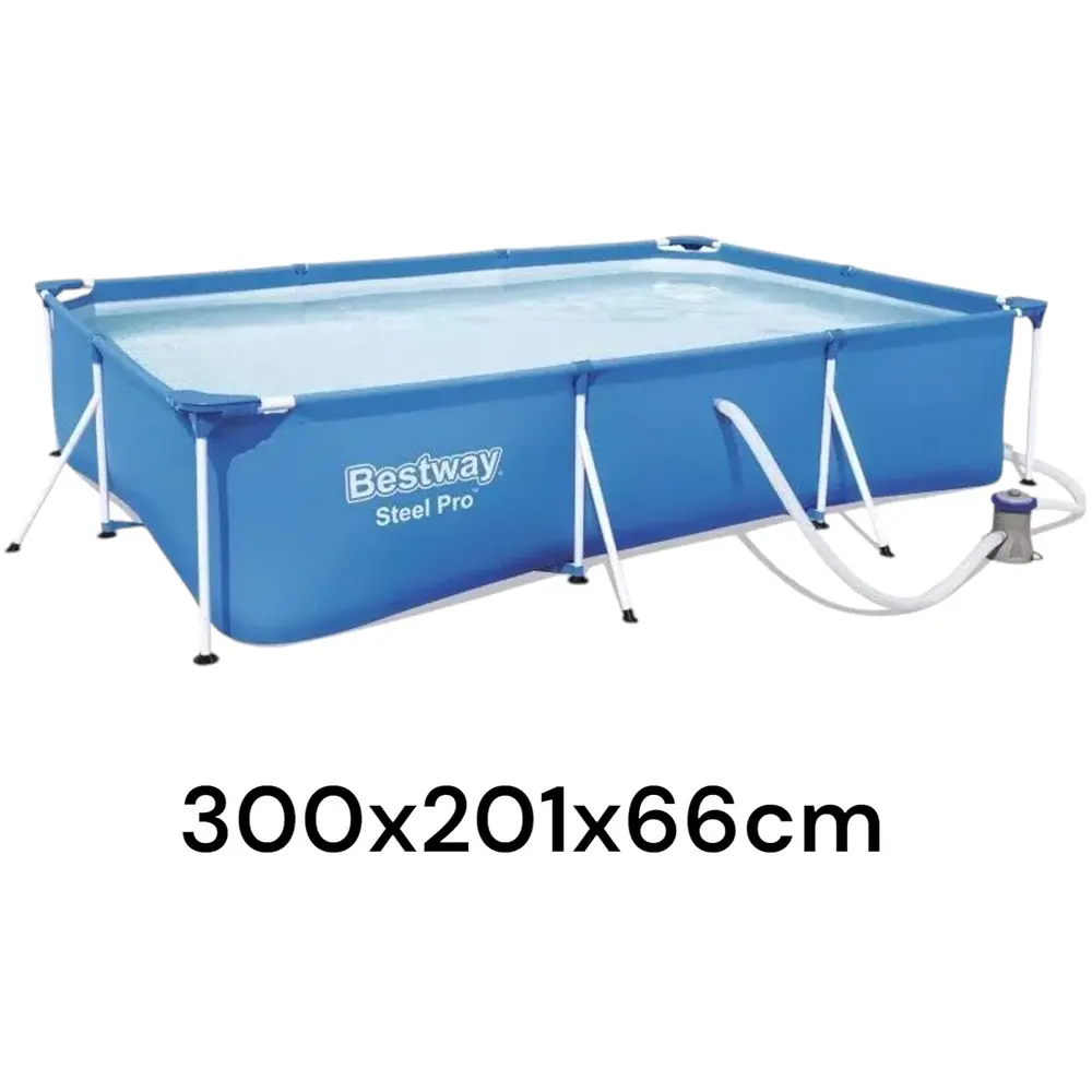 Bestway Bazen sa metalnom konstrukcijom Steel Pro, Sa filter pumpom,300x201x66 cm, Plavi