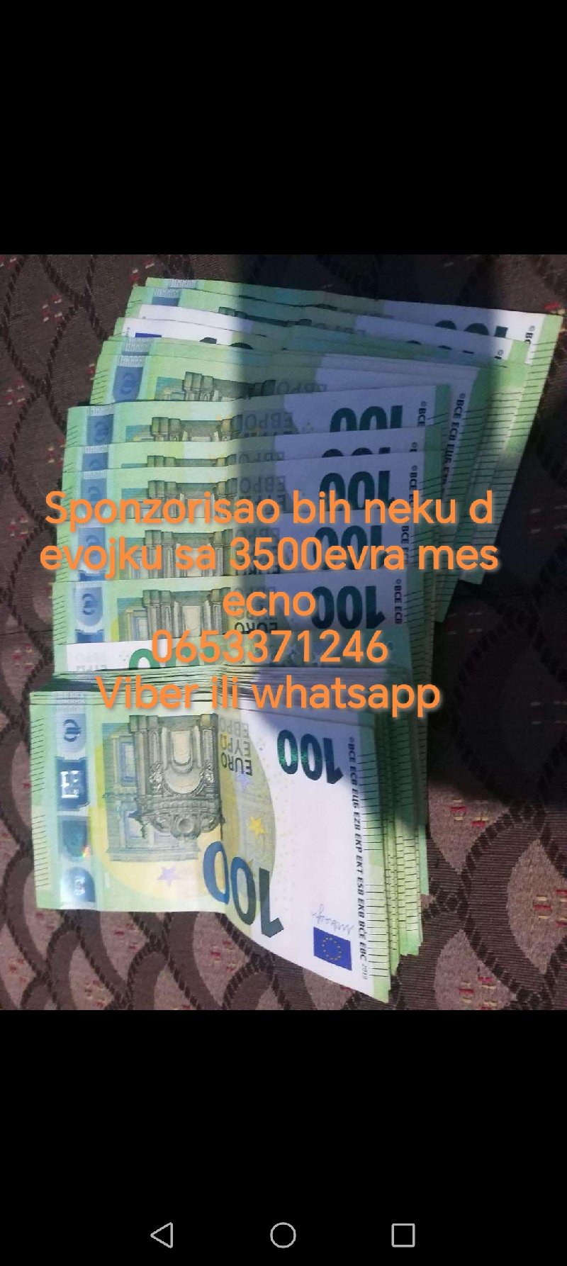 Sponzorisao bih neku devojku sa 3500evra mesecno