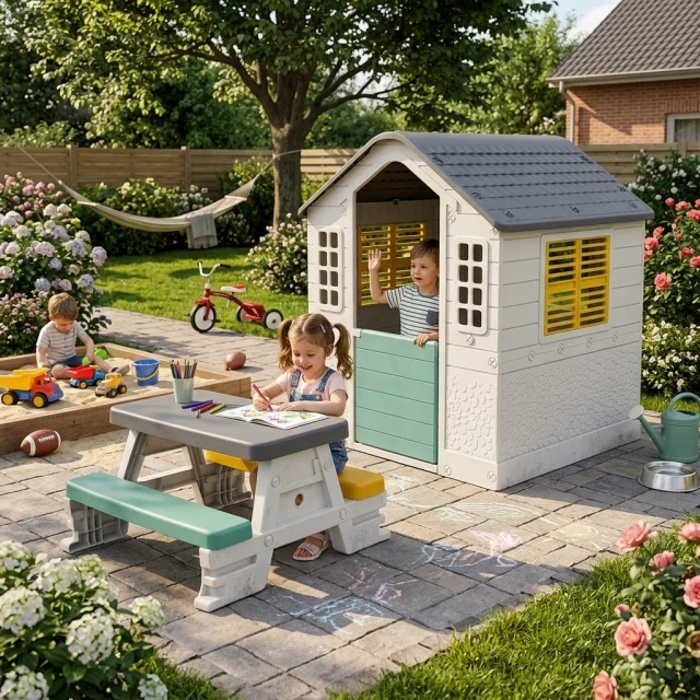 Dolu Play Garden Set – kućica i piknik sto sa klupama