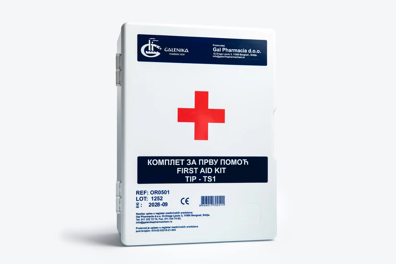 Galenika Ormaric sa komplet opremom za pružanje prve pomoći TS1, Plastični