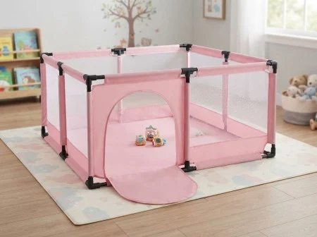 Dečija ogradica za igru sa mrežom 127x127x65 cm ( KLK2608-Pink )