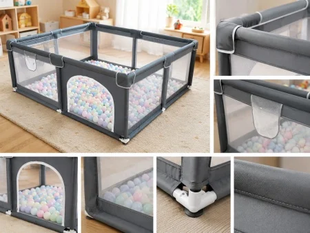 Dečija ogradica za igru sa dodatnom zaštitom 130x130x65cm ( KLK2611-Grey )