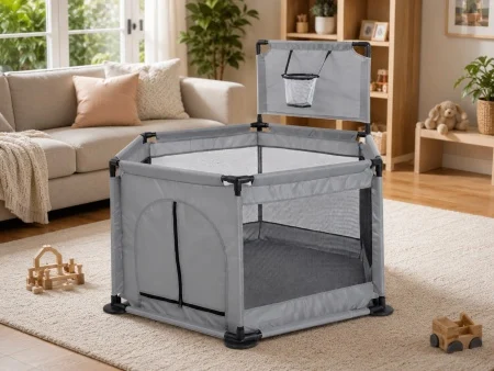 Dečija ogradica šestougaona sa košem 128x110x65cm ( KLK2607-Grey )