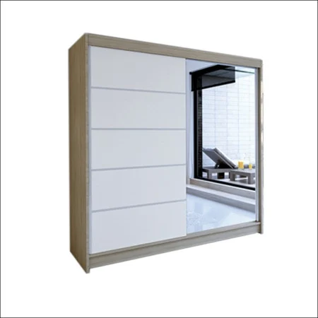 Klizni plakar Nobilis Sonoma/Belo sa ogledalom 1800x2150x580 mm (830-202)