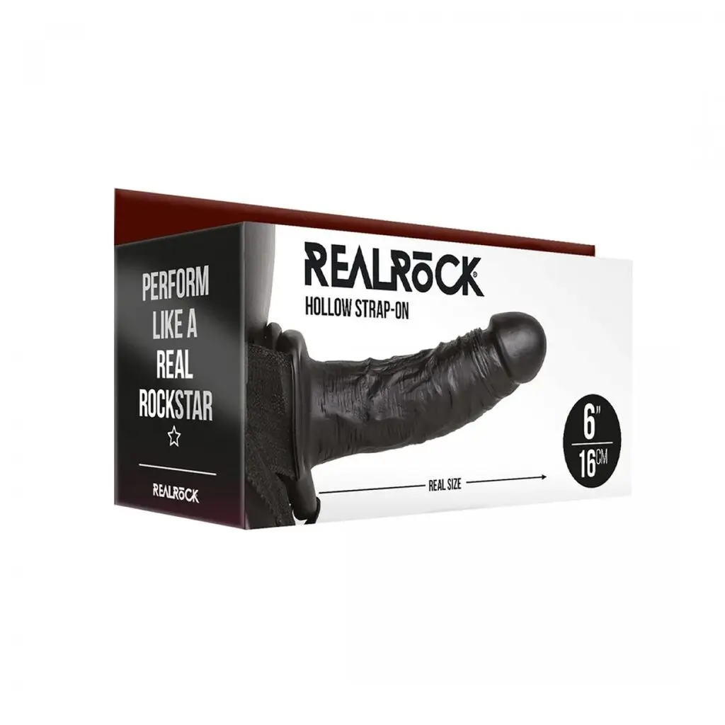 Shots Strap on RealRock by Shots Hollow without Balls - 6"