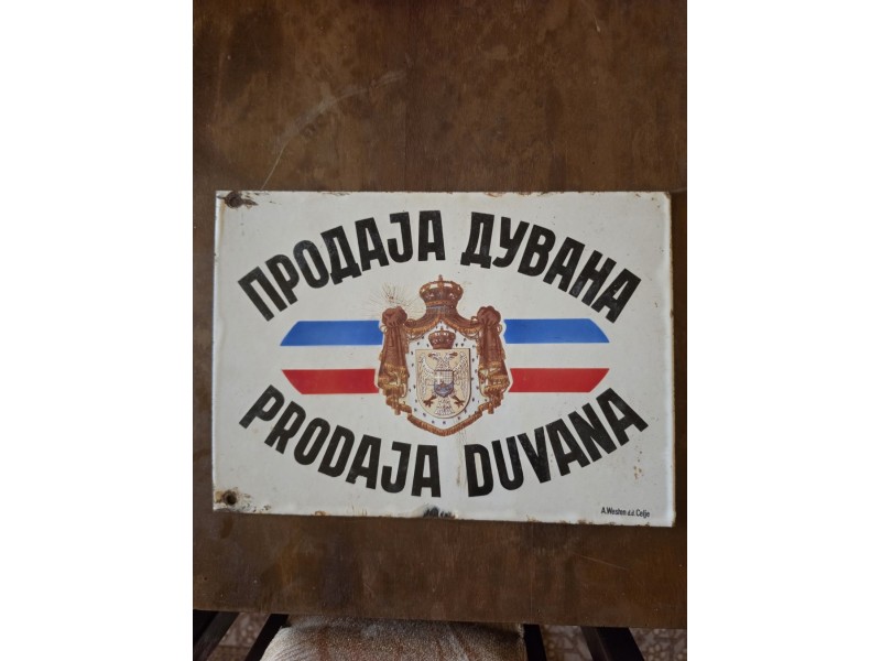 Antikvarna Emajlirana Reklama Za Duvan