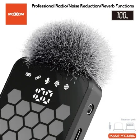 Moxom mx-ax84 type-c + lightning + 3.5mm jack Mikrofon bluetooth crni ( R2334 )